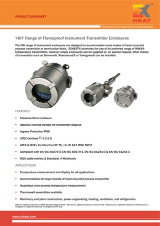 Exheat Hazardous Area Flameproof Thermostat & Transmitters Zone 1 & 2 ...
