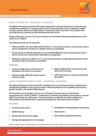 Exheat Hazardous Area Flameproof Thermostat & Transmitters Zone 1 & 2 Atex - HIH Transmitter ...