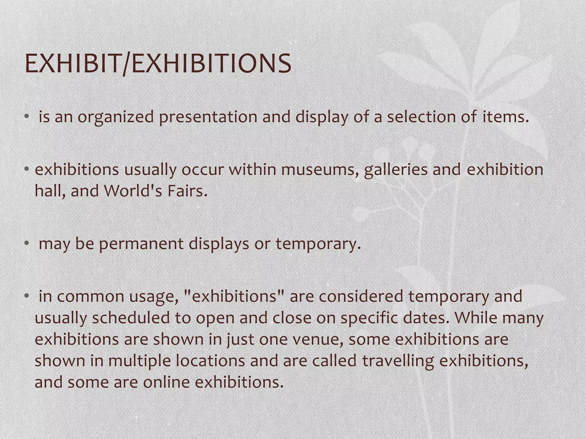 EXHIBITS AND MUSEUMS | PPTX