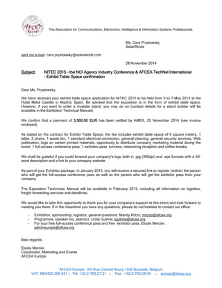 Exhibit confirmation solar winds-nitec 2015 | PDF