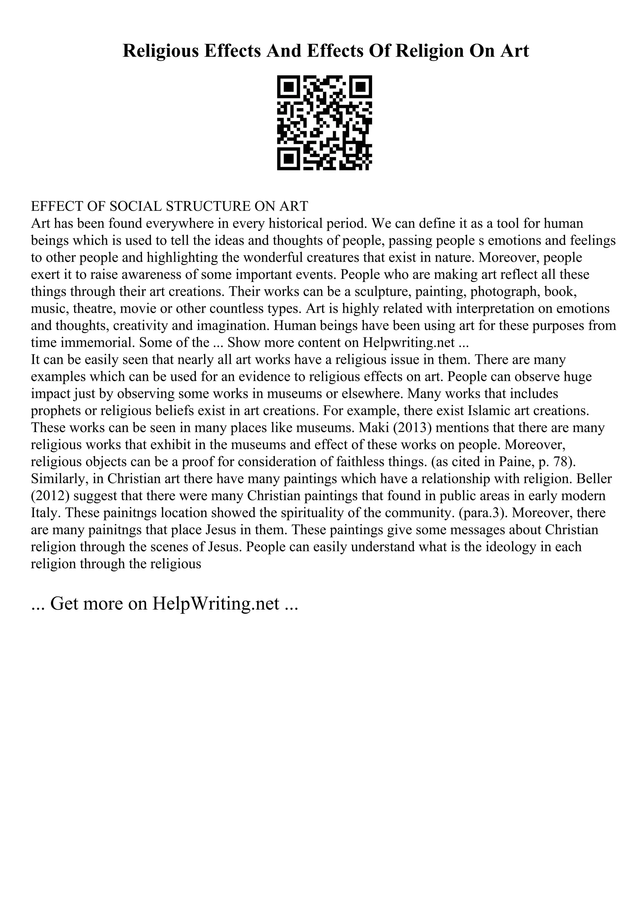 Exhibition Catalogue Essay Example | PDF