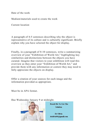 Exhibition of World ArtImagine you are a curator at your local | DOCX