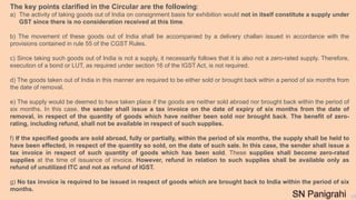 #Goods Taken out of India for Exhibitions - Treatment under GST# By SN ...