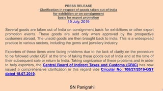 #Goods Taken out of India for Exhibitions - Treatment under GST# By SN ...