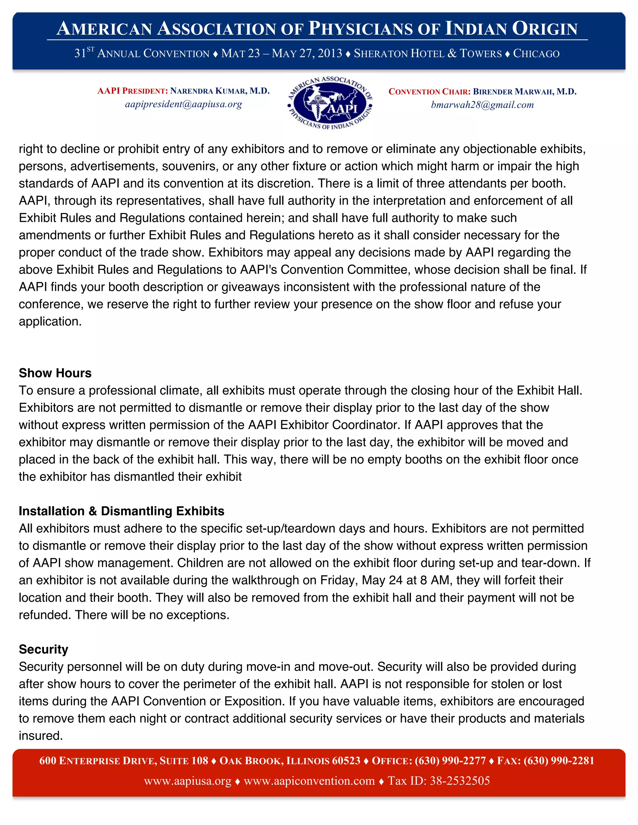Exhibitor Rules and Regulations Agreement | PDF