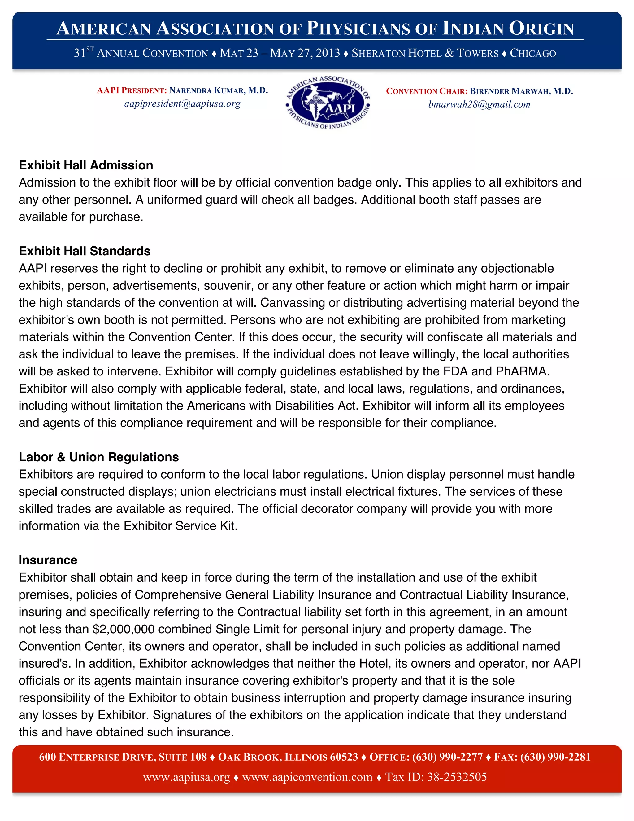 Exhibitor Rules and Regulations Agreement | PDF