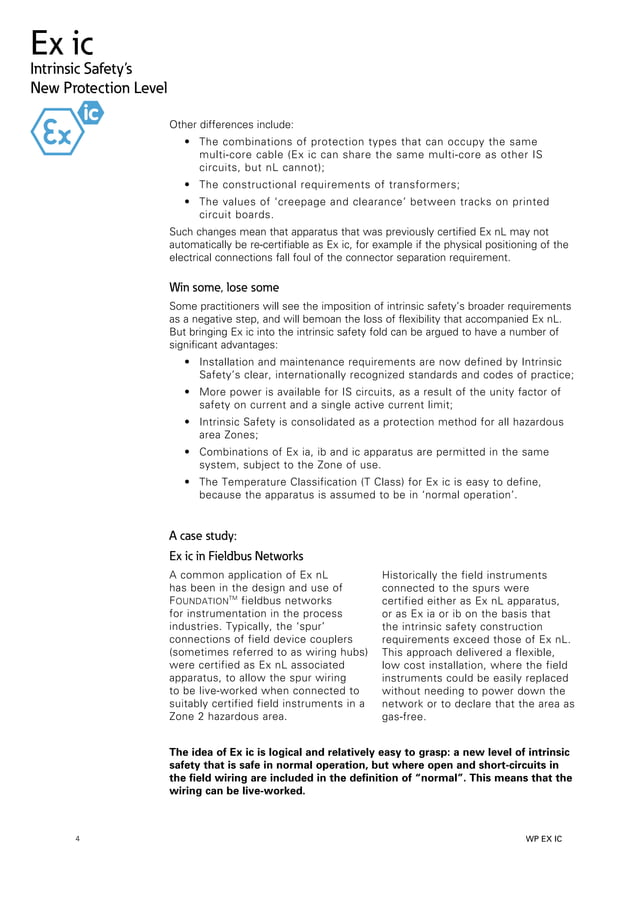 Ex ic Intrinsic Safety New Protection Level | PDF