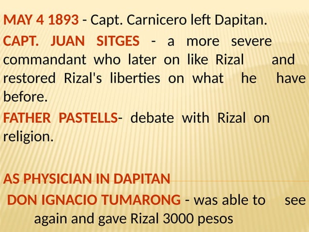 lecture on the exile of jose rizal in dapitan | PPTX