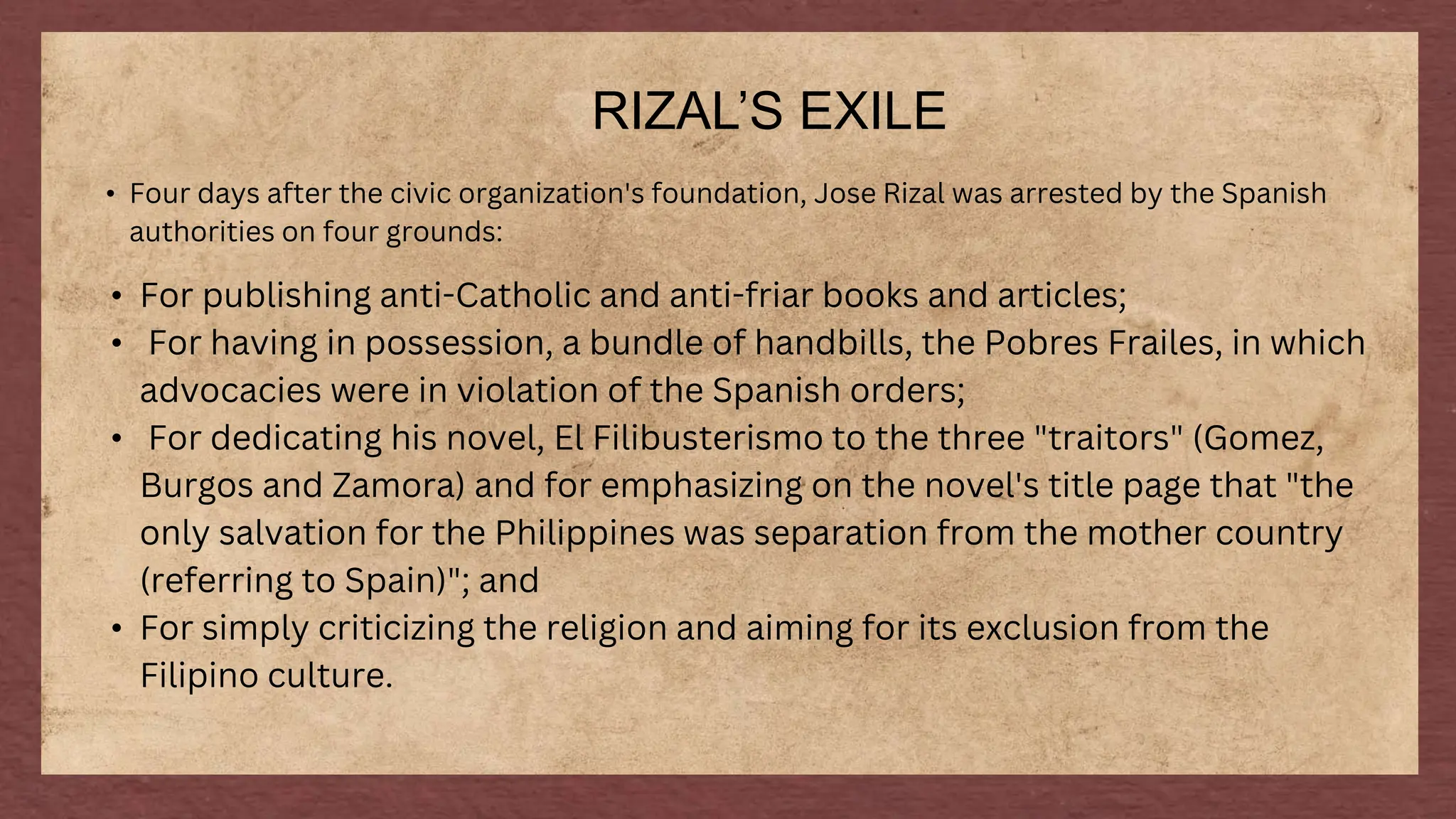 Jose Rizal's Exile, Trial, and Execution | PPTX
