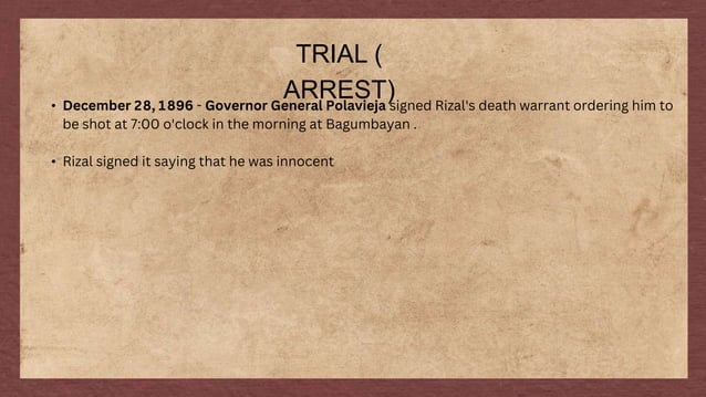 Jose Rizal's Exile, Trial, and Execution | PPTX