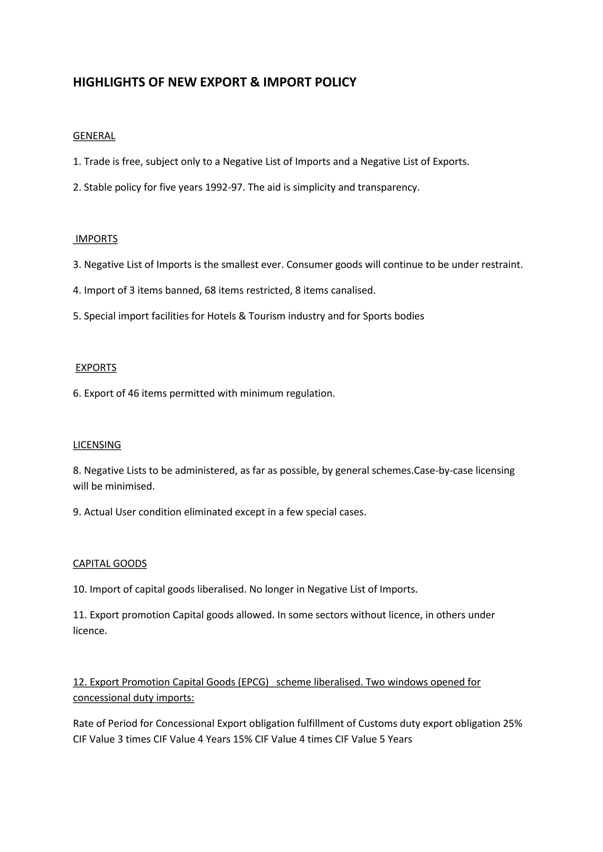 Exim policy 1992 97 | DOCX