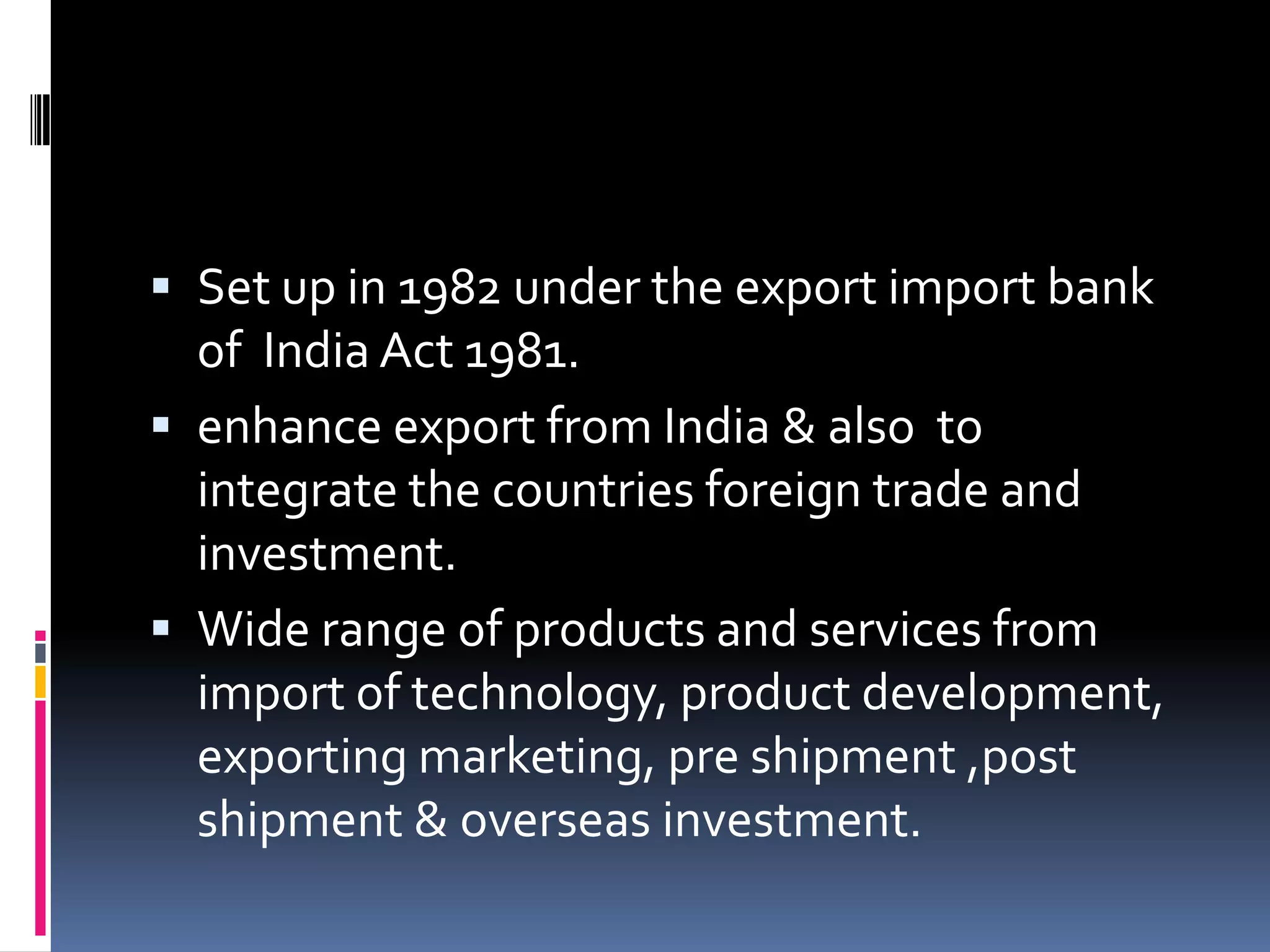 Exim bank | PPTX | Business Banking & Finance | Business