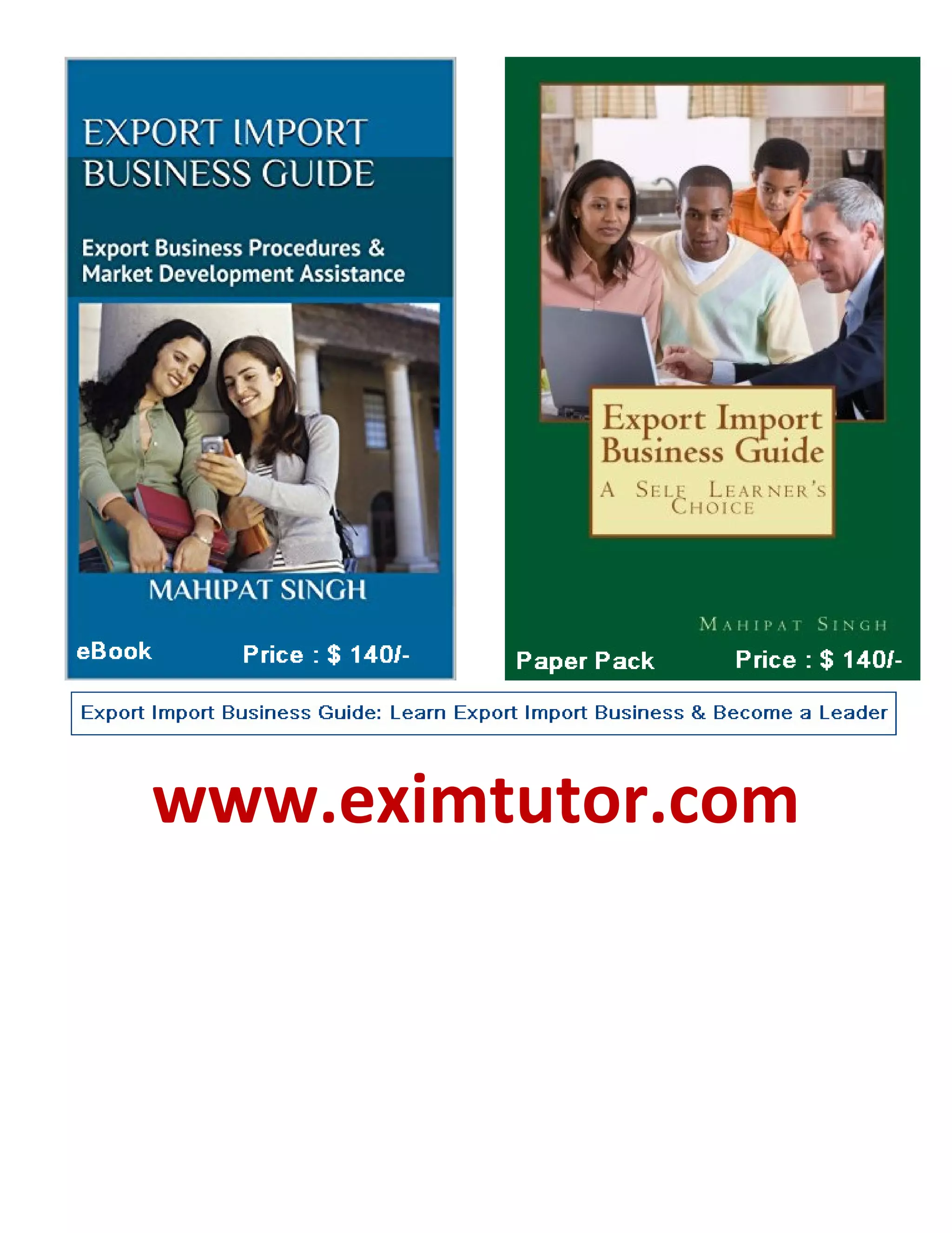 Exim Guide } Export Import Business Training Book | PDF