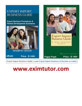 Exim Guide } Export Import Business Training Book | PDF