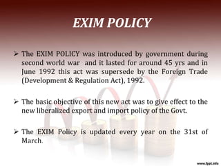Exim policy project | PPTX