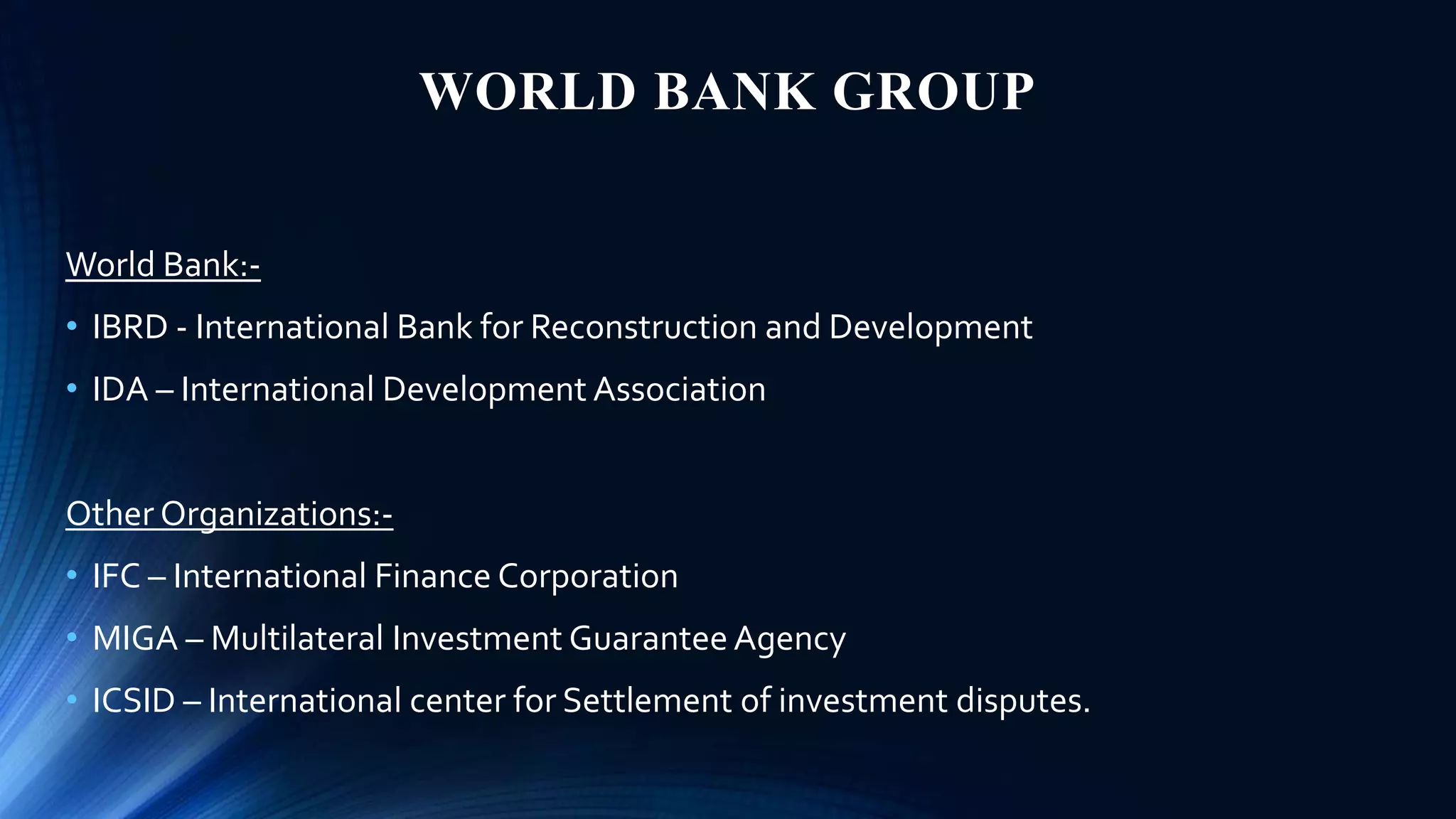 INTERNATIONAL BANK FOR RECONSTRUCTION AND DEVELOPMENT (IBRD) & REGIONAL DEVELOPMENT BANK (RDB ...