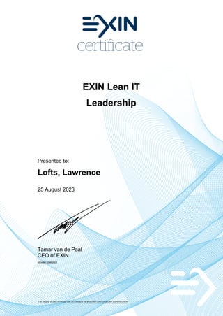 EXIN Lean IT Leadership Certificate | PDF