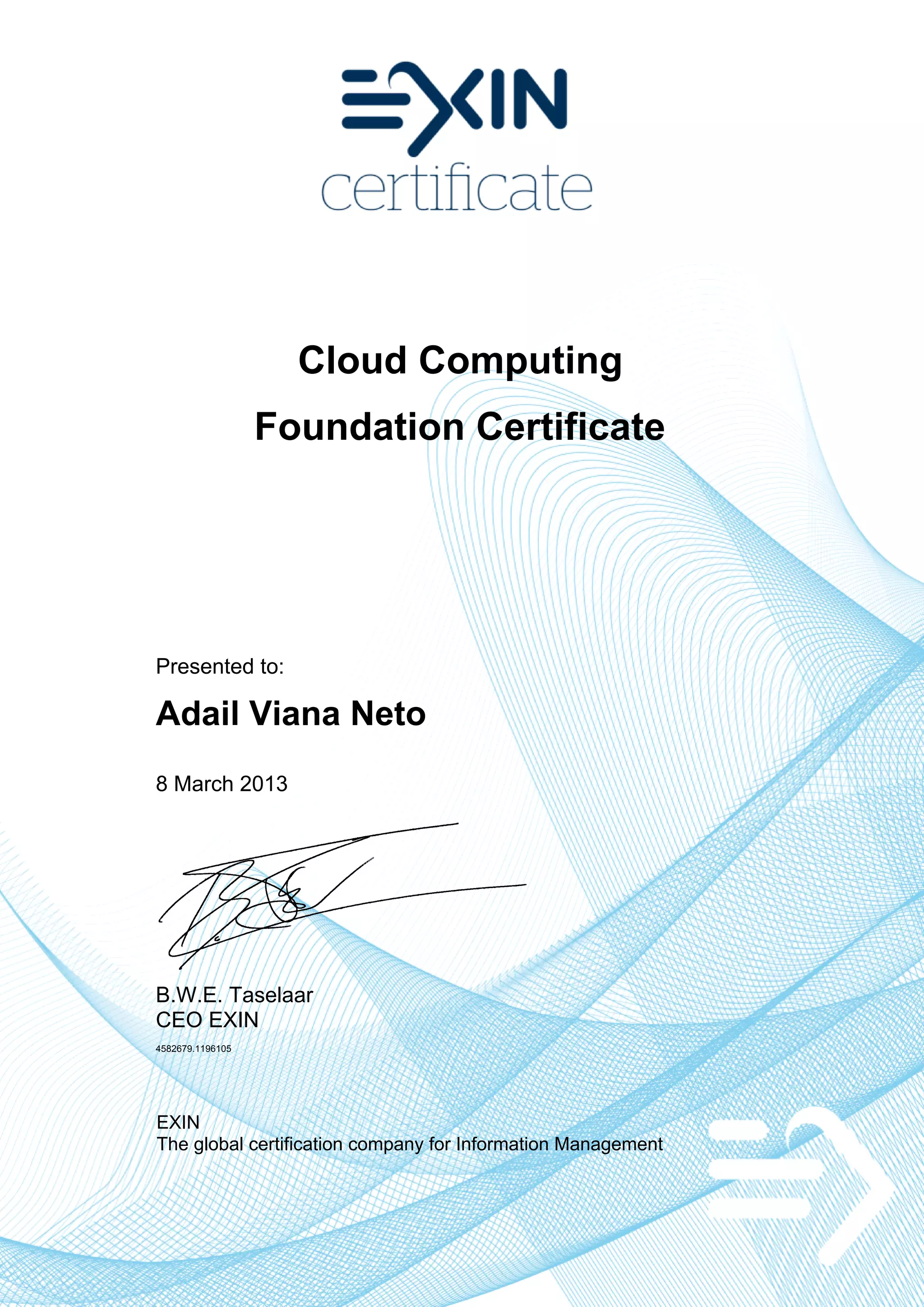 Certificate Cloud Computing Foundation | PDF | Cloud Computing | Internet