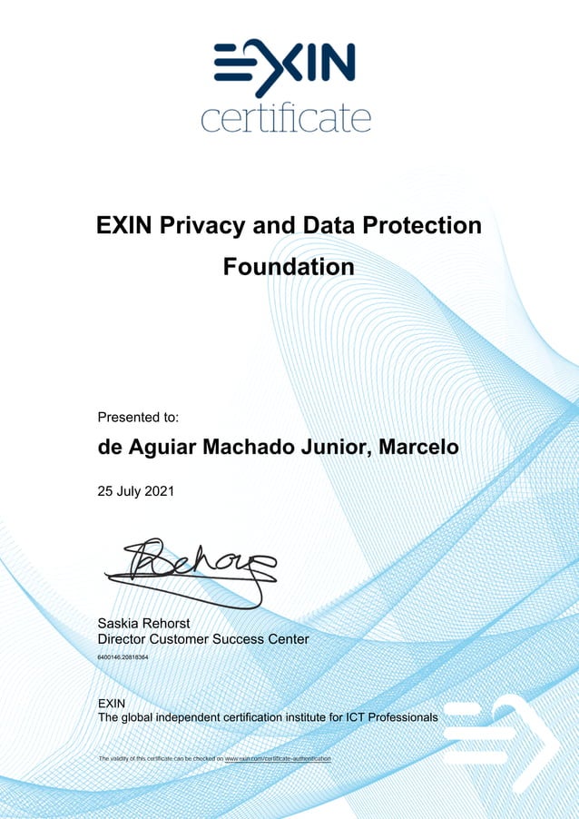 Exin privacy and data protection foundation certificado | PDF