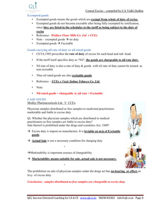 Excise duty notes for CA Final Students | PDF