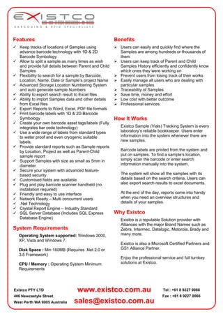 Existco Sample Tracking System | PDF