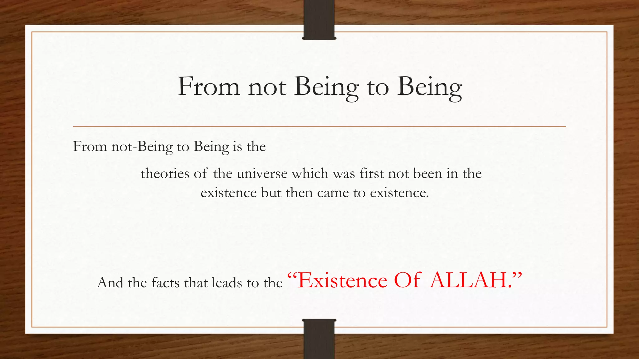 Existence of allah | PPT