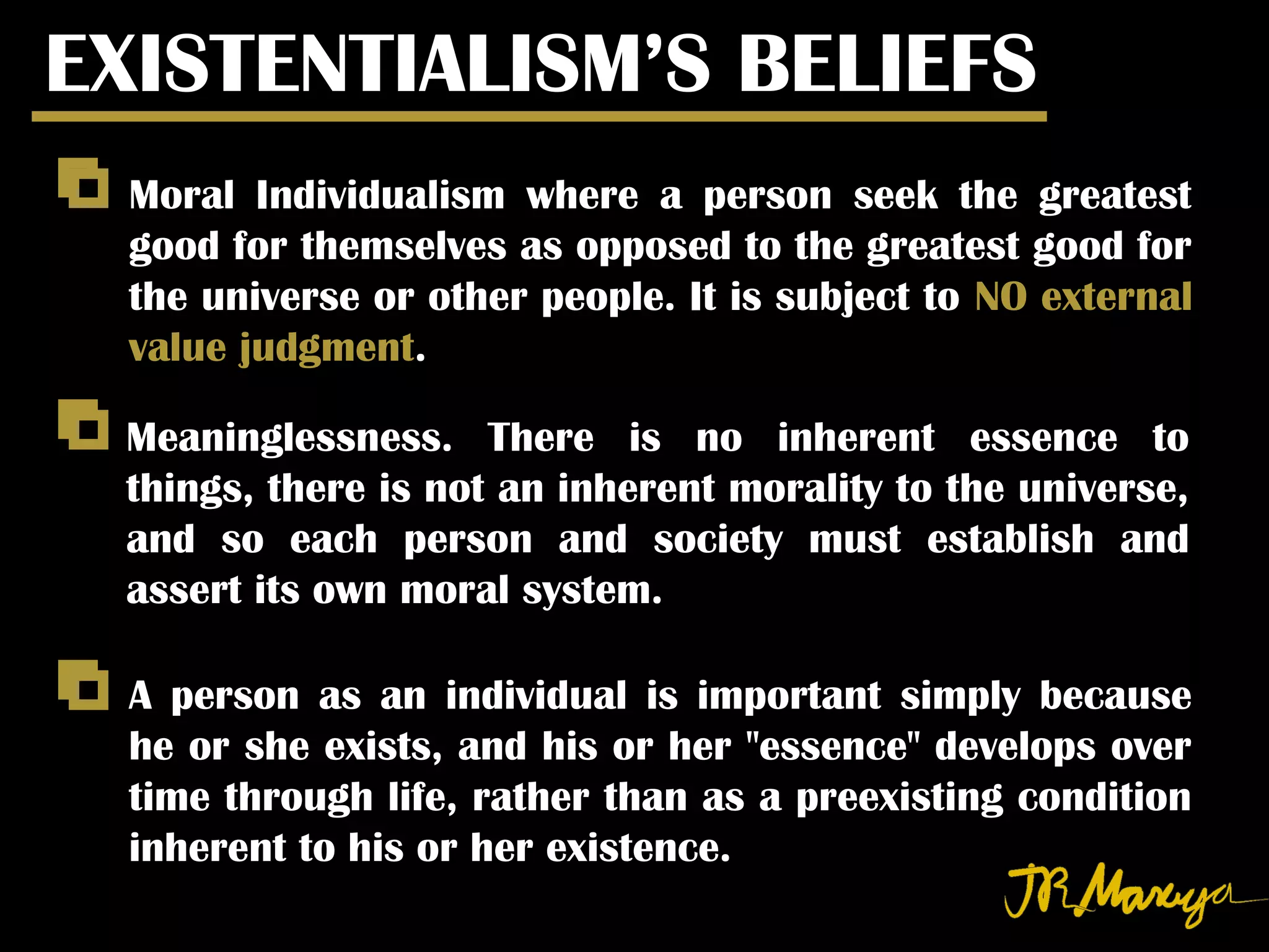 Existentialism: Its History, Proponents, and Classroom Implications | PPT