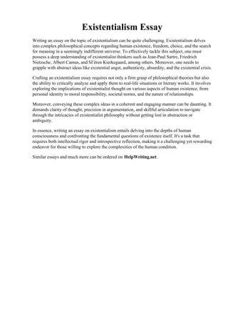 Existentialism Essay | PDF