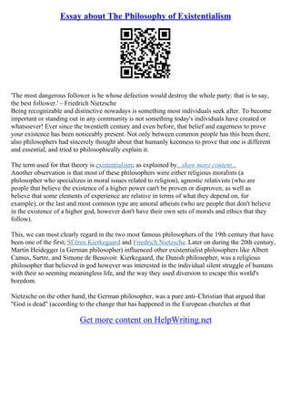 Existentialism Essays | PDF