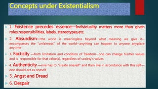 Existentialism, structuralism and post structuralism philosophies | PPTX