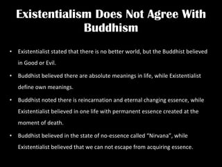 Existentialism vs Buddhism | PPT | Buddhism | Religion & Spirituality