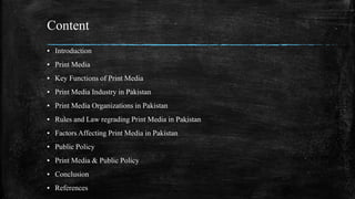 Existing landscape of print media in pakistan | PPTX