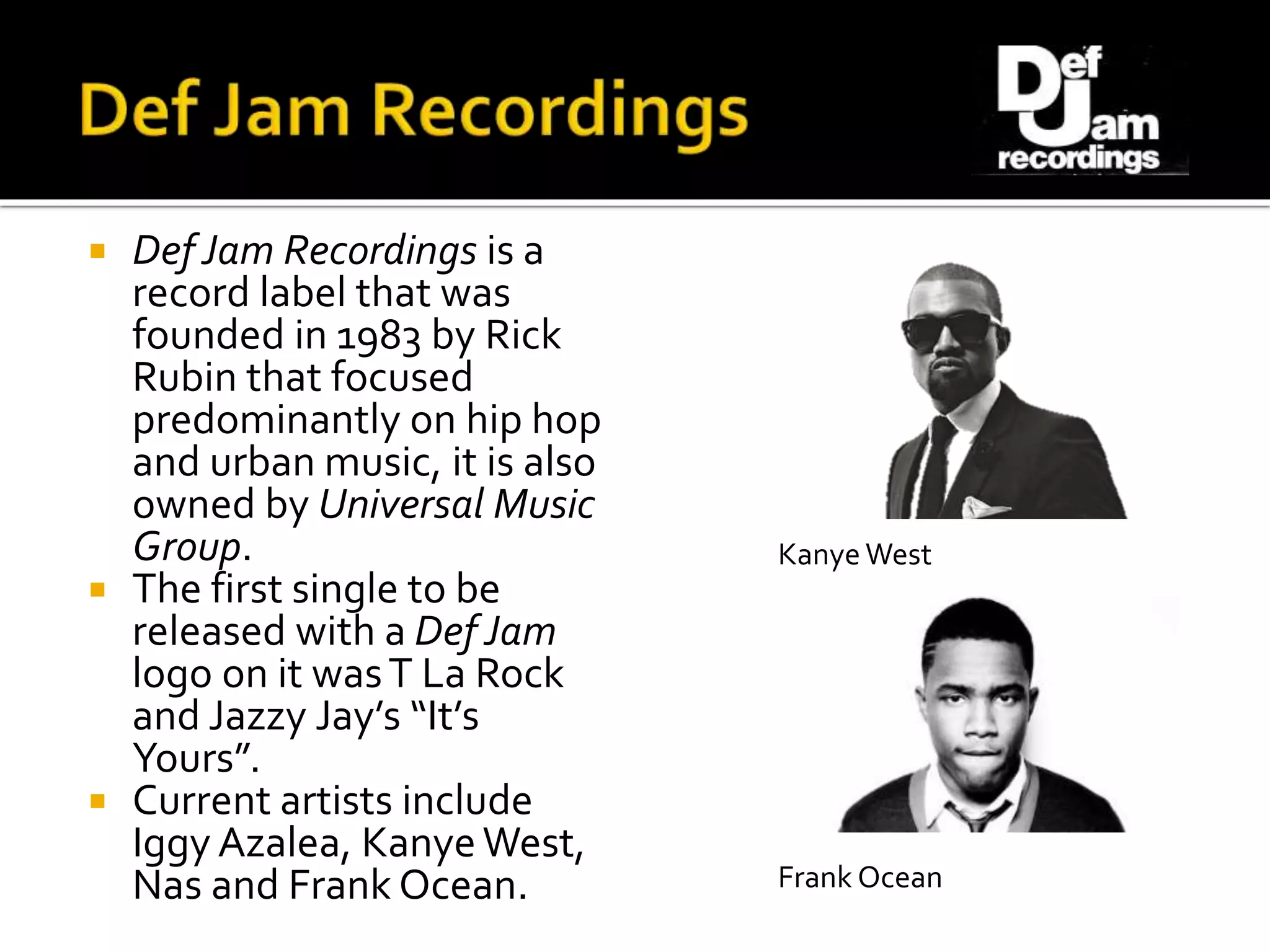 Existing Record Label Company Research | PPT