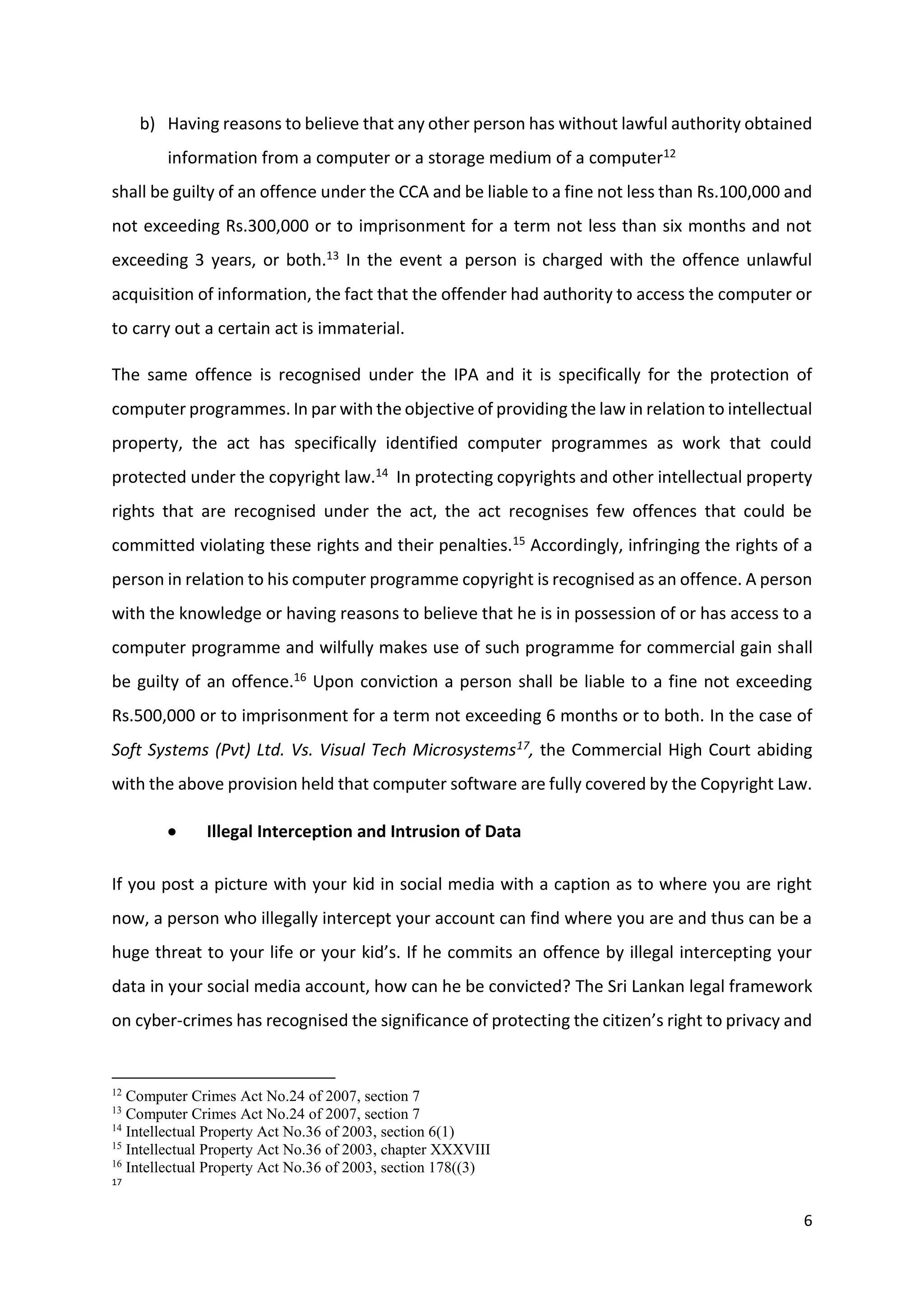 Existing Sri Lankan Legal Framework on Cyber Crimes | PDF