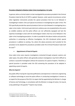 Existing Sri Lankan Legal Framework on Cyber Crimes | PDF