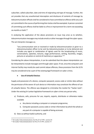 Existing Sri Lankan Legal Framework on Cyber Crimes | PDF