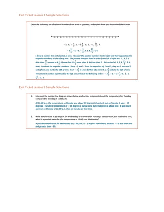 Exit ticket lessons 1 13 sample solutions | PDF