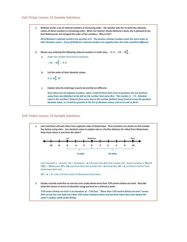 Exit ticket lessons 1 13 sample solutions | DOC | Weather | Science