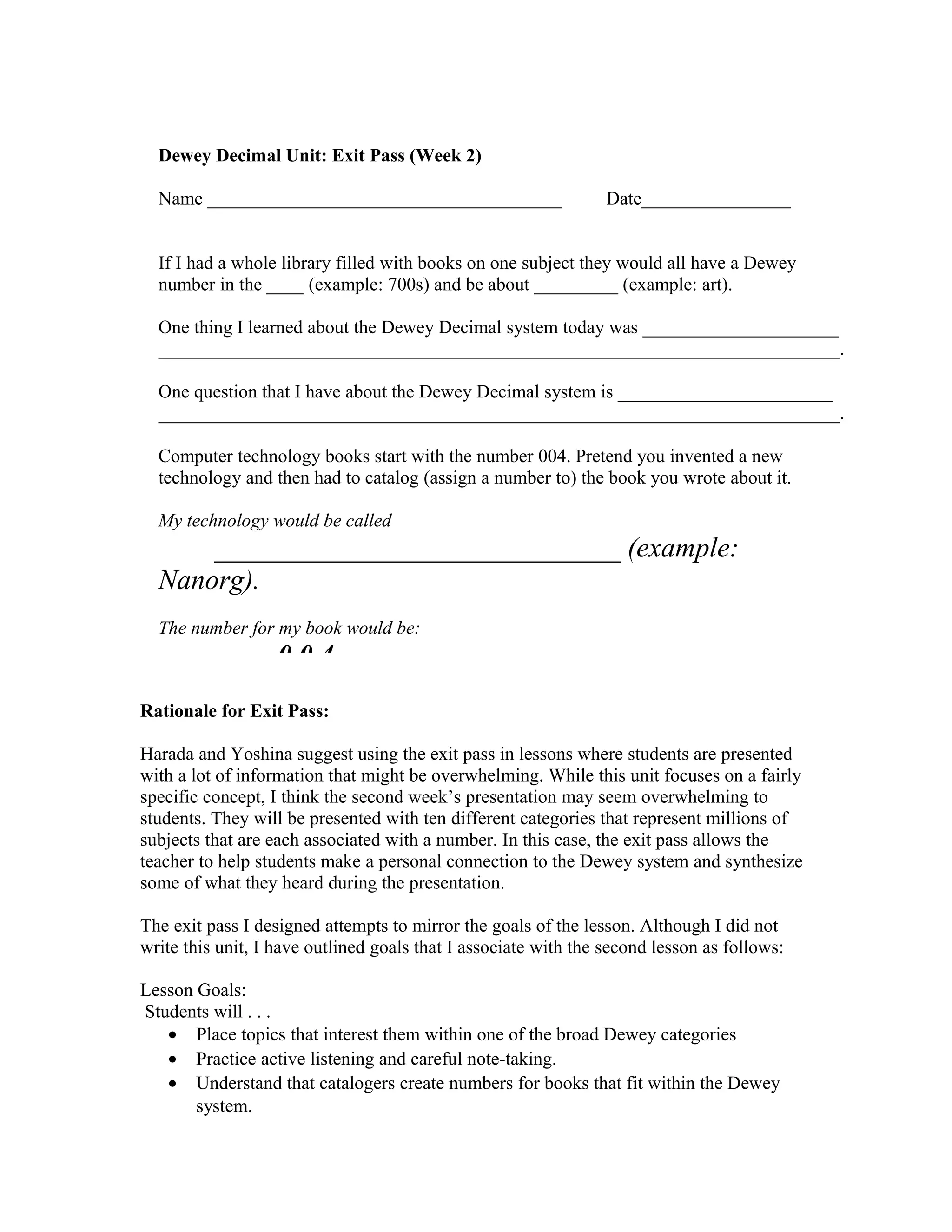 Exit pass-assessment | DOC