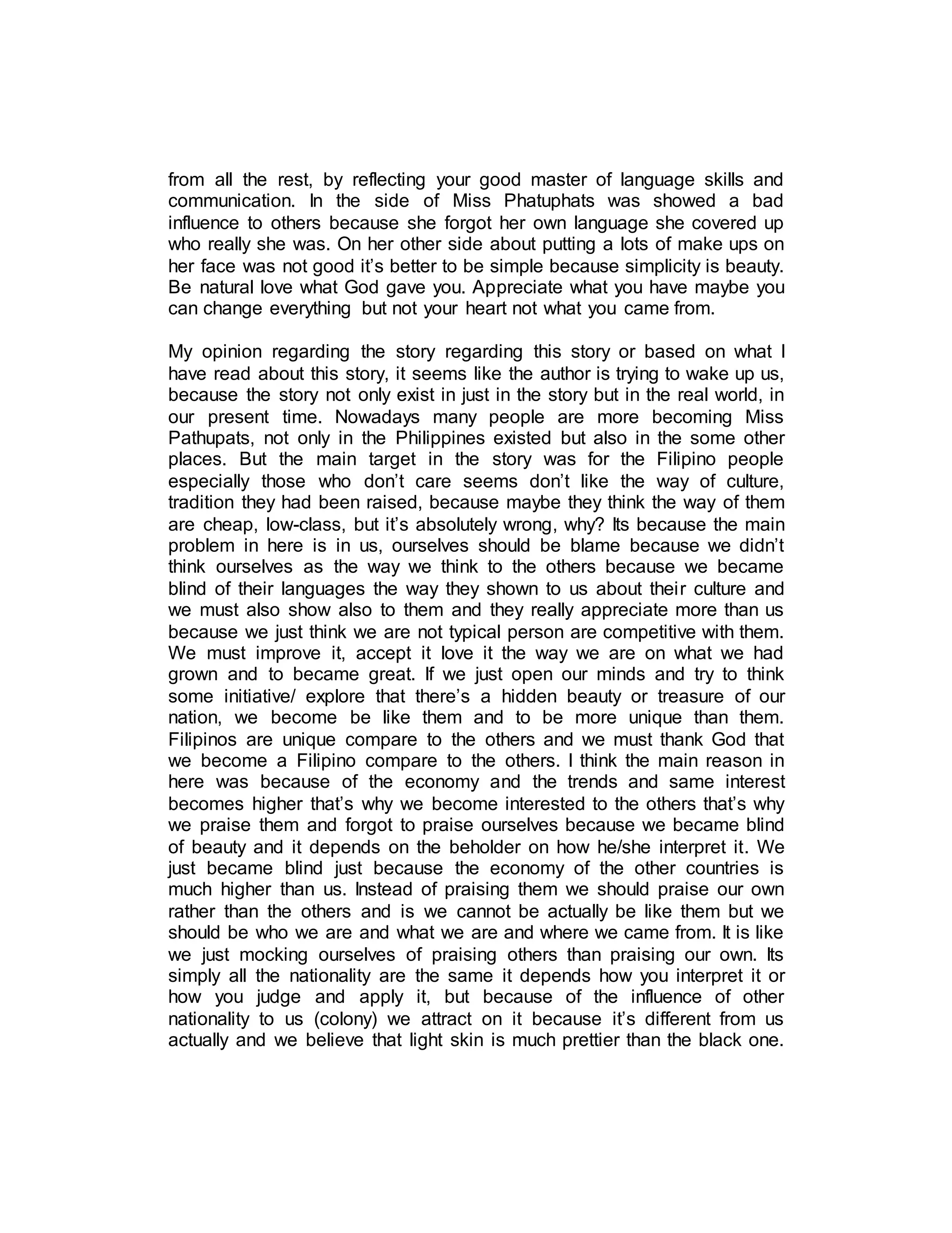 Exit assessment on miss pathupats | DOCX