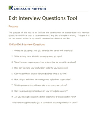 Exit Interview Questions Tool | PDF