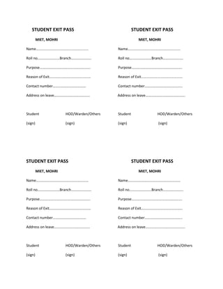 Exit pass | PDF