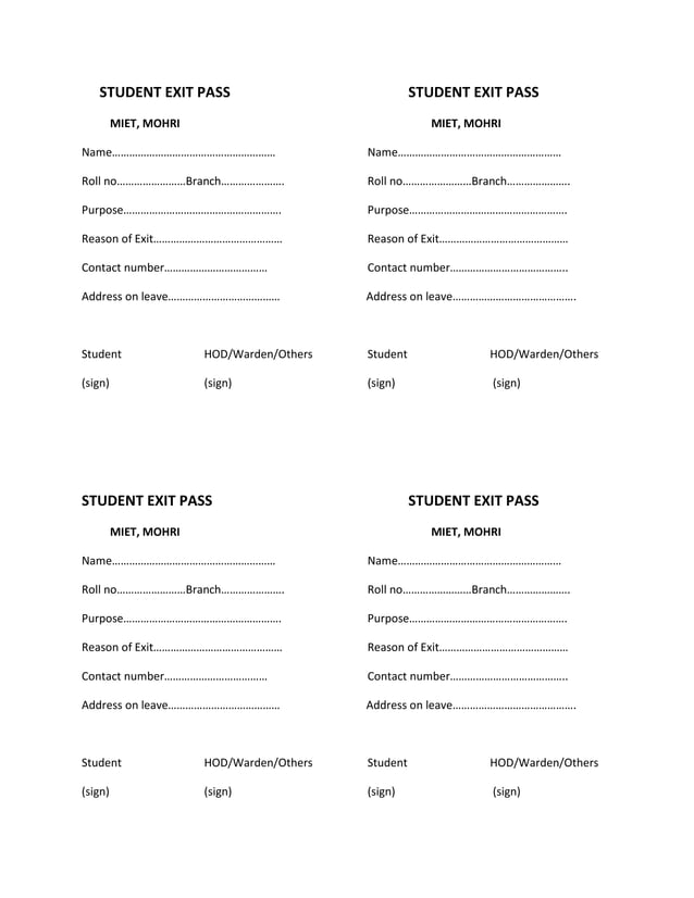 Exit pass | PDF