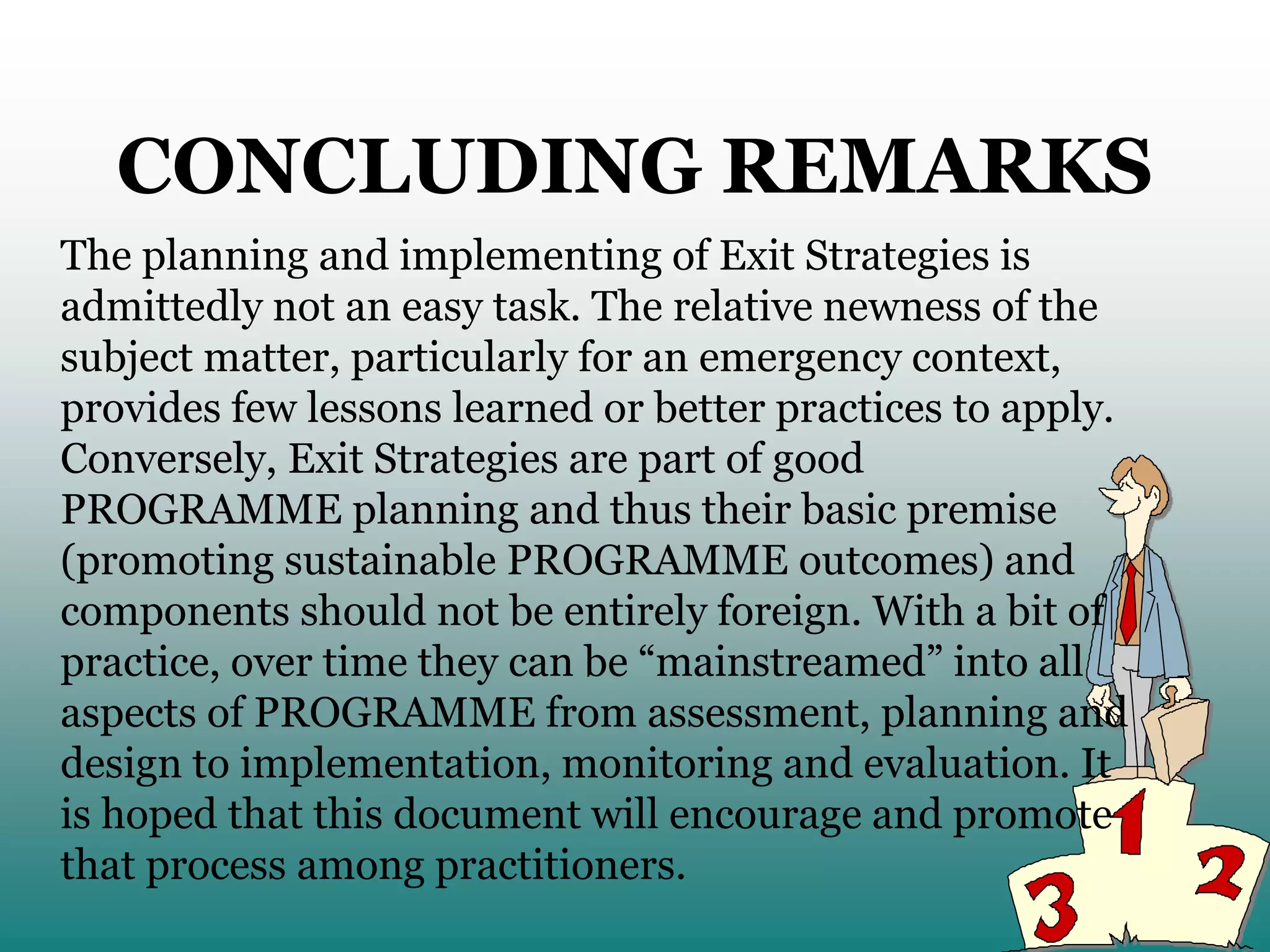 Exit strategy in development programme | PPTX