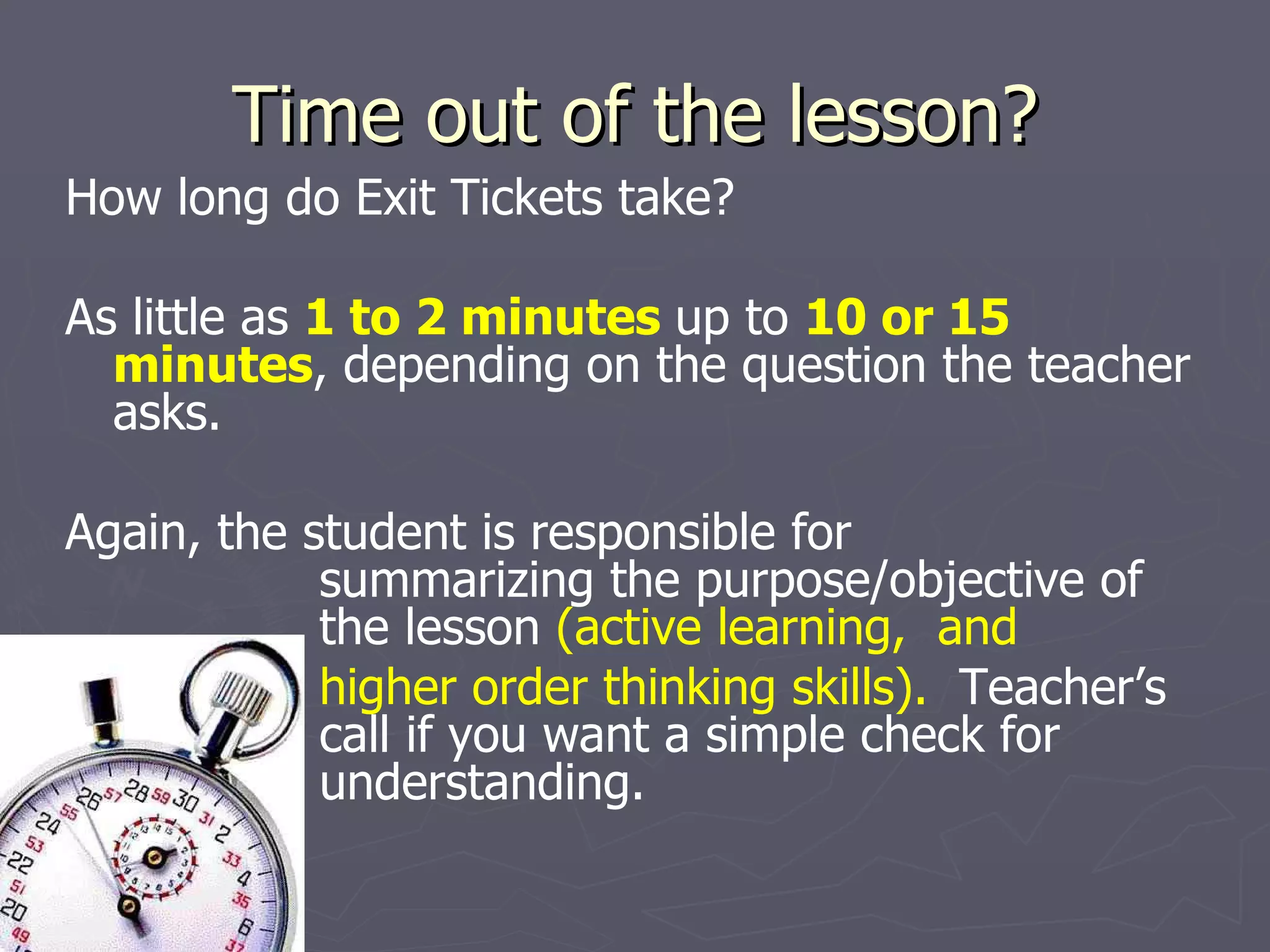 Exit tickets, a tool for accountable learning | PPT