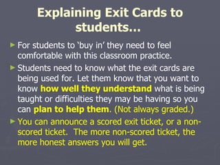 Exit tickets, a tool for accountable learning | PPT