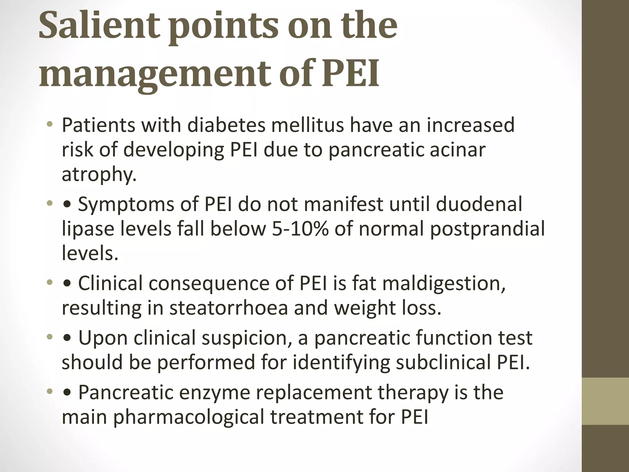 Exocrine pancreatic insufficiency - Dr Shaz Pamangadan | PPTX