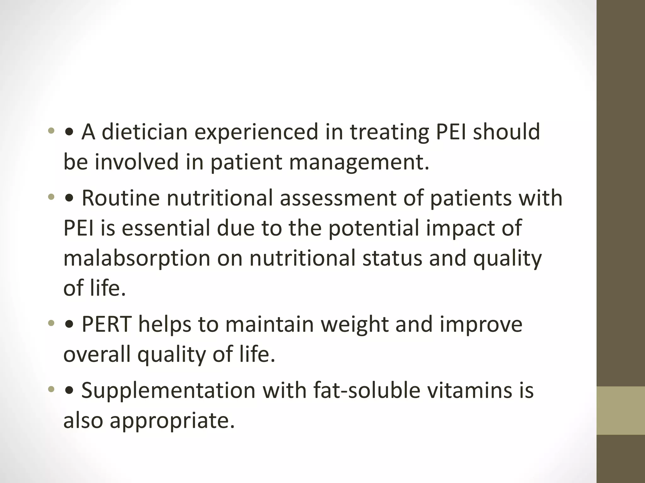 Exocrine pancreatic insufficiency - Dr Shaz Pamangadan | PPTX