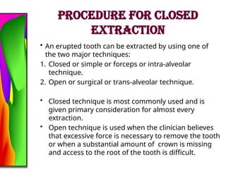 EXODONTIA technique and principles of tooth extraction | PPTX
