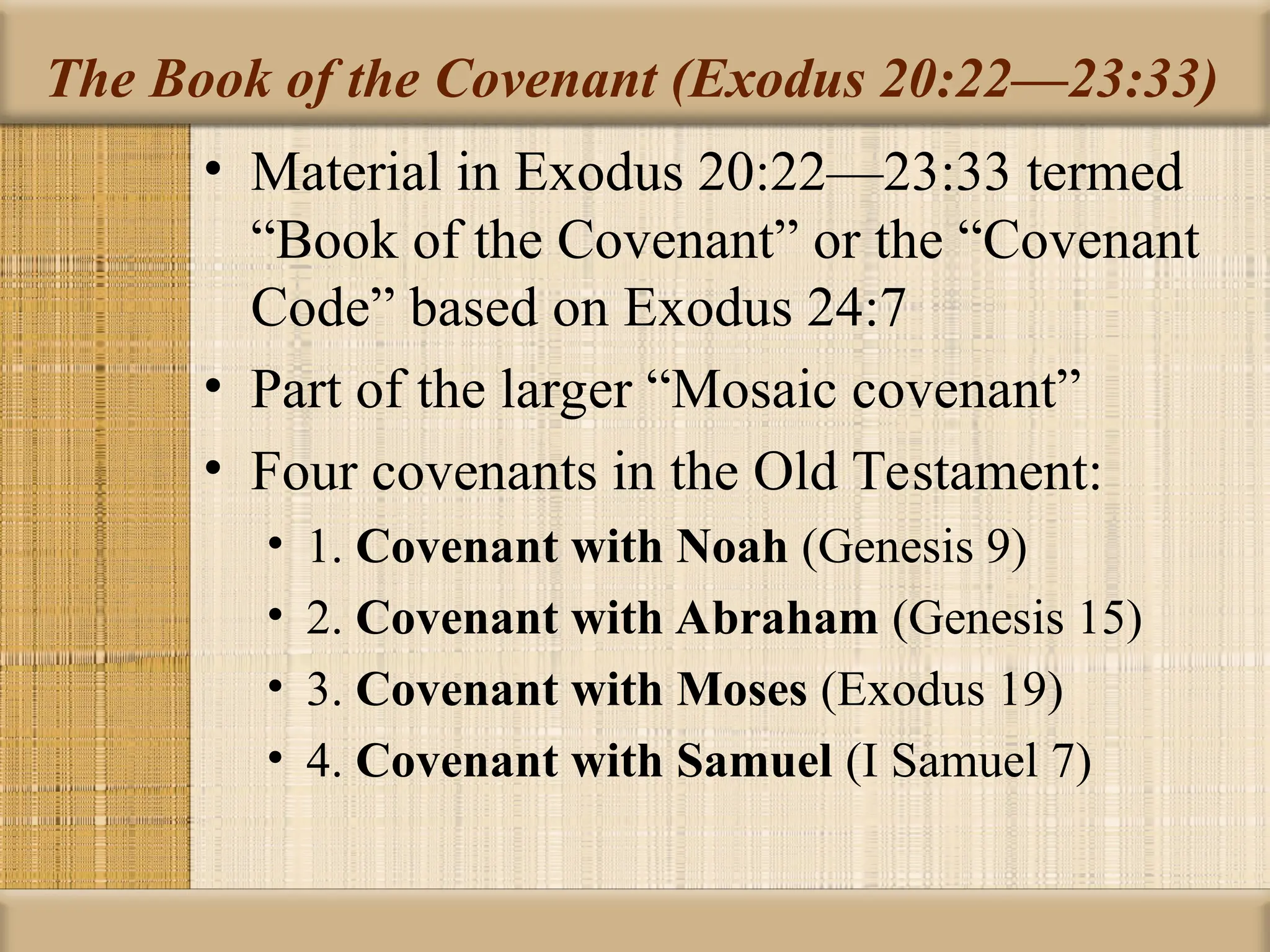 exodus10.ppt: reiterates some of the basic points of biblical law, | PPT